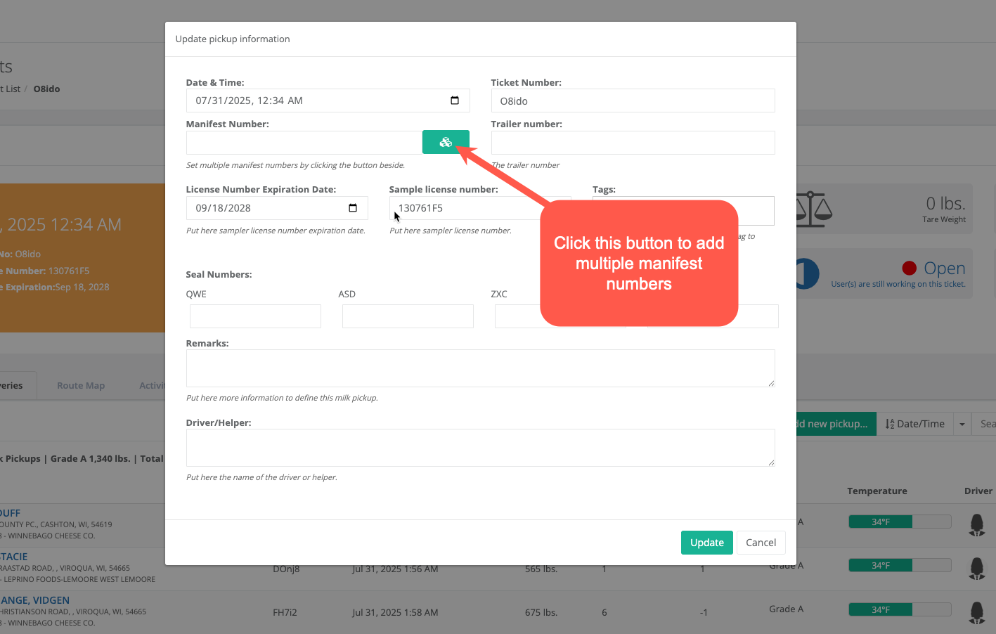 How to add multiple manifest numbers – TotalMilk